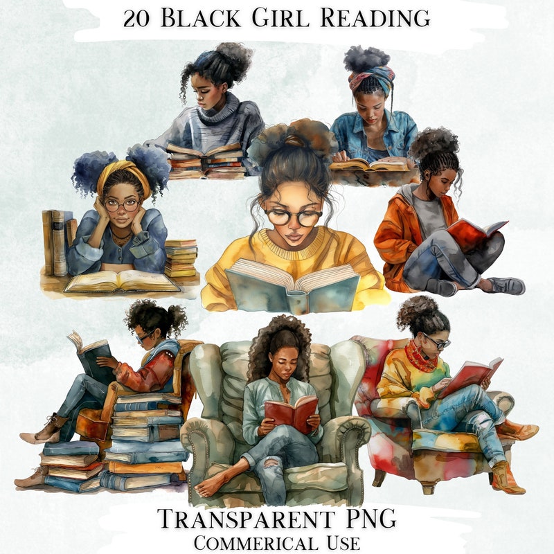 Black Girl Reading - Etsy