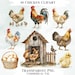 Chicken Watercolor Clip Art Bundle, Transparent PNG Designs, Decorative ...