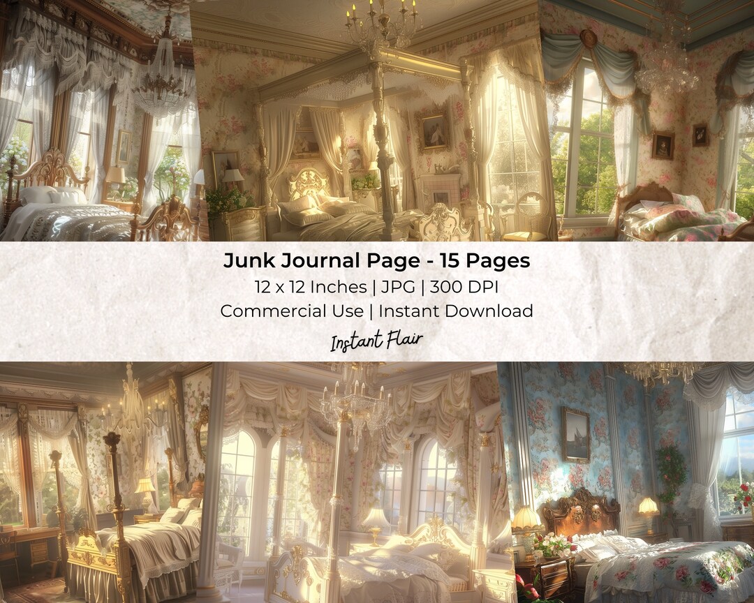 Victorian Bedroom: 12 X 12 Digital Paper Pack |junk Journal Paper ...