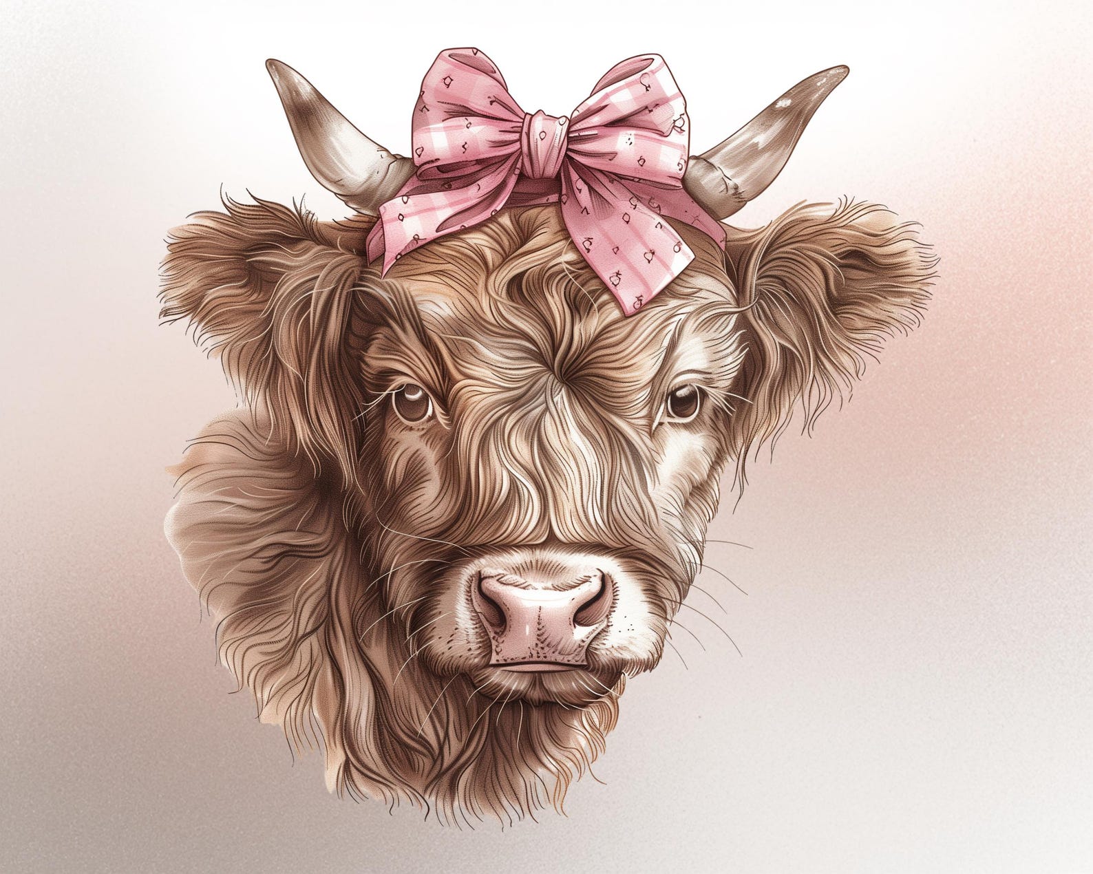Highland Cow Pink Bow Watercolor Clipart Bundle (PNG) - Etsy