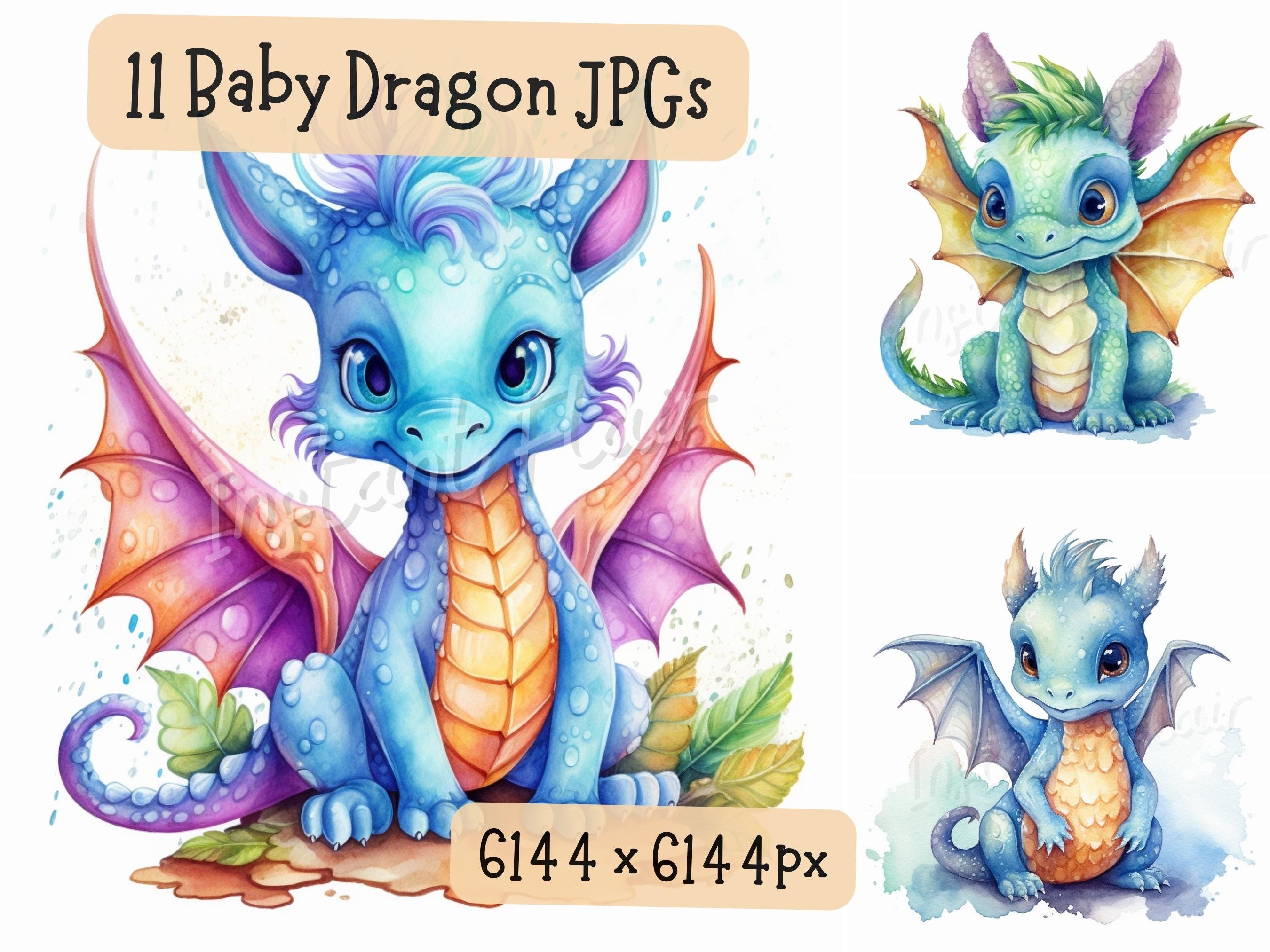 Baby Dragon Clip Art Bundle 11 JPG Designs Watercolor Cute - Etsy Australia