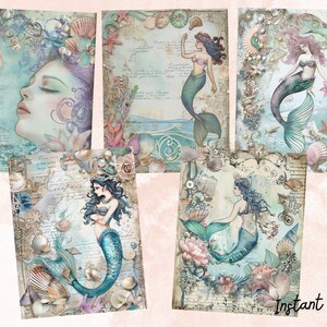Enchanted Mermaid: Collage Sheet | Digital Scrapbook Paper Kit ...