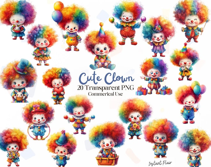 Cute Clown Clipart , Cute Clown PNG 20 High-quality Images for Circus ...
