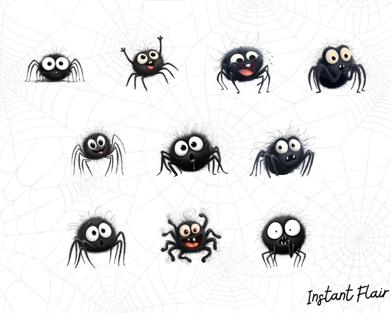 Halloween Spider Clipart | Funny PNG Bundle (digital Download) - Etsy