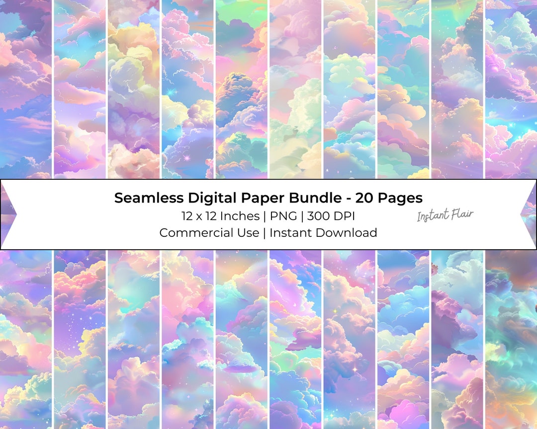 Pastel Dreamscapes Digital Paper: 20 Seamless Collage Sheets and Junk ...