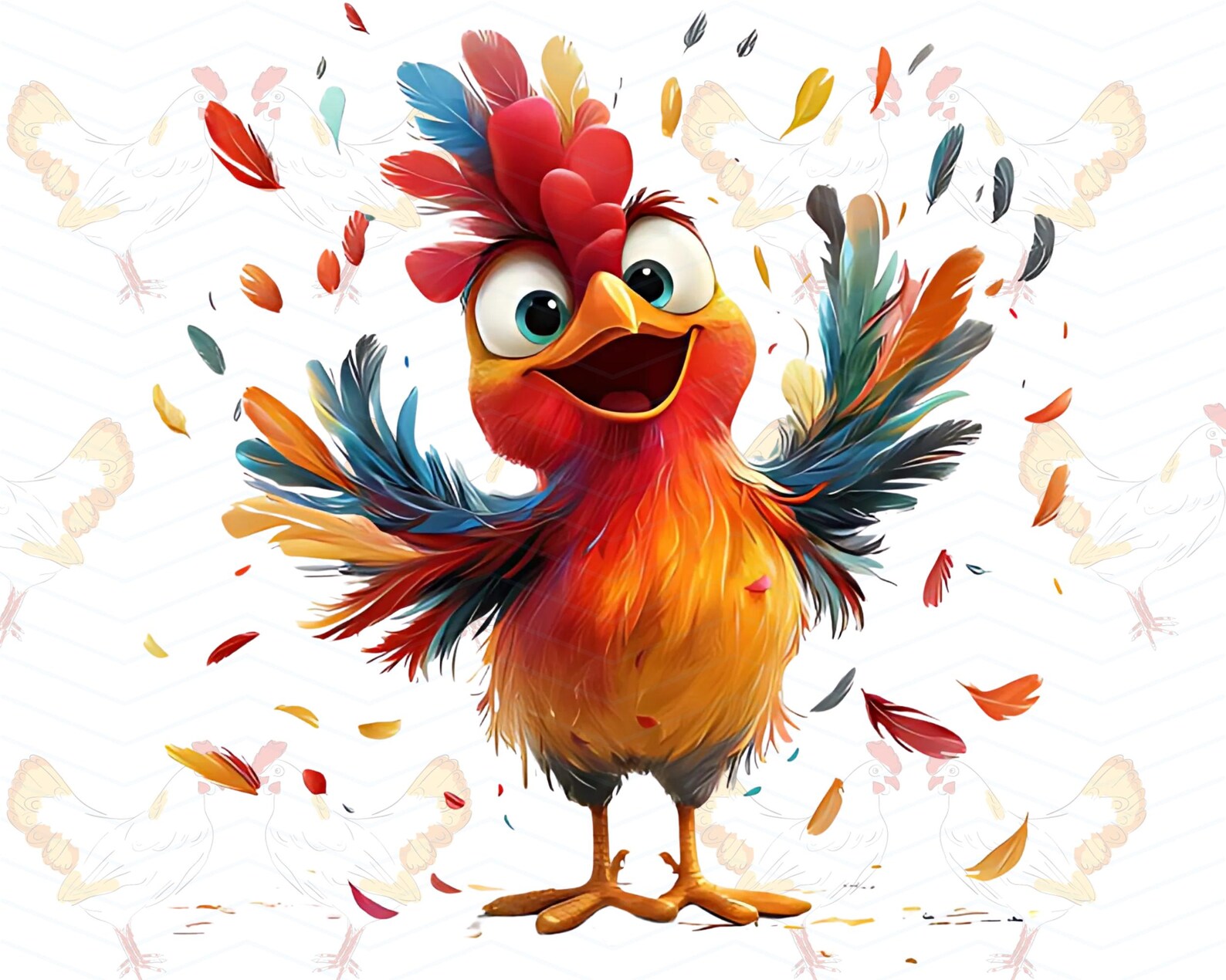 Funny Chicken Clipart Bundle – 68 Cartoon PNG Designs (digital Download ...