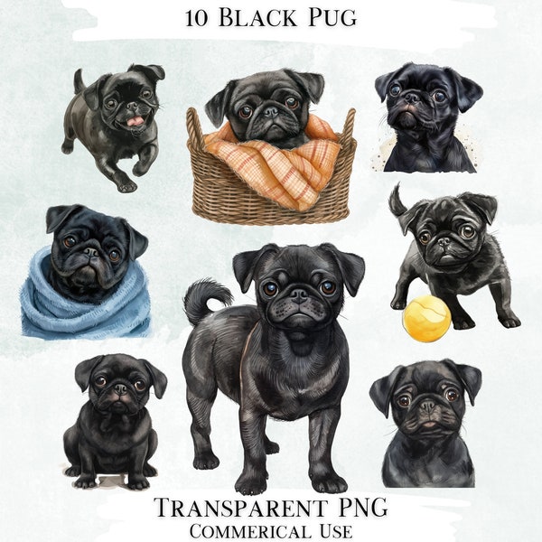 Pugs Clip Art - Etsy