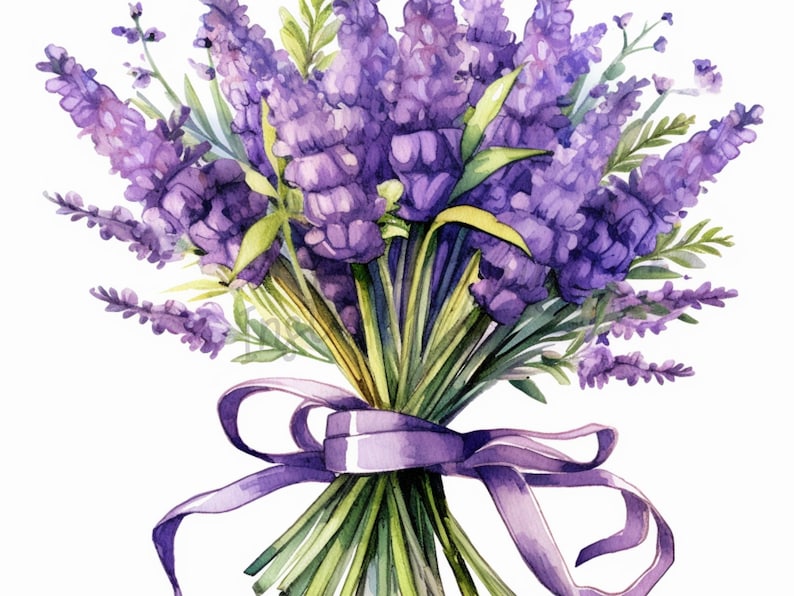 Lavender Flowers Clip Art Bundle 15 PNG Designs Watercolor Cute Artsy ...
