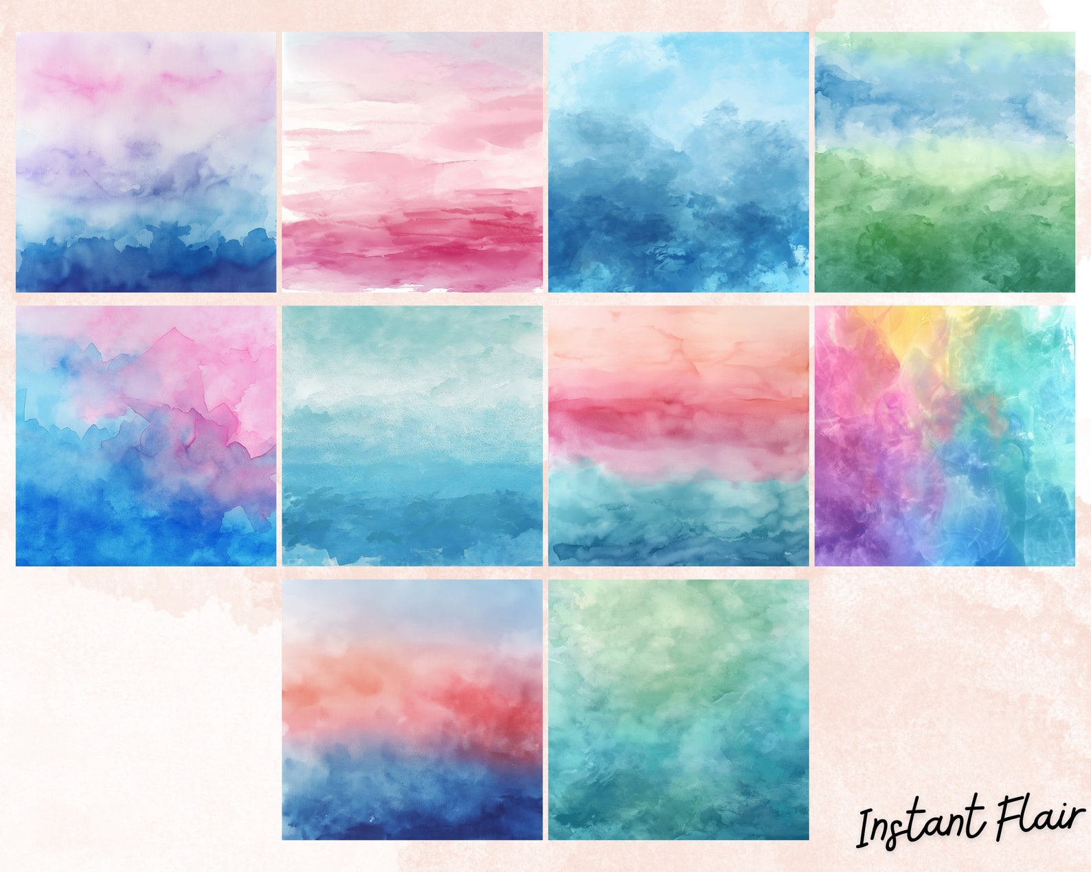 Watercolor Background Digital Paper: 20 Pages Collage Sheets and Junk ...