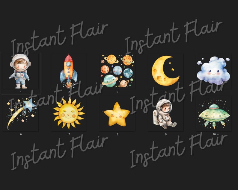 Space Watercolor Clipart Bundle, Transparent PNG, Commercial Use - Etsy