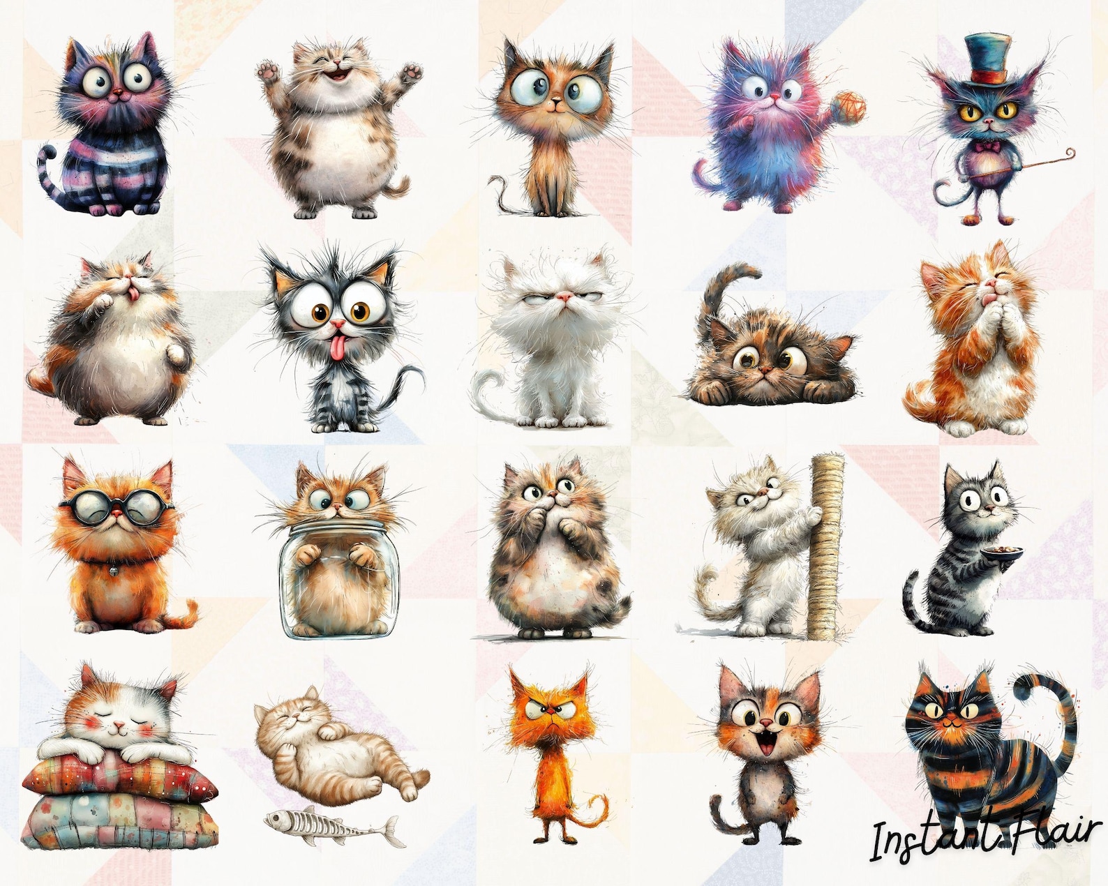 50 Quirky Cat Clipart – Big Bundle – Transparent PNG – Commercial Use ...