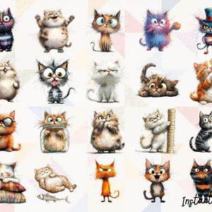 50 Quirky Cat Clipart – Big Bundle – Transparent PNG – Commercial Use ...