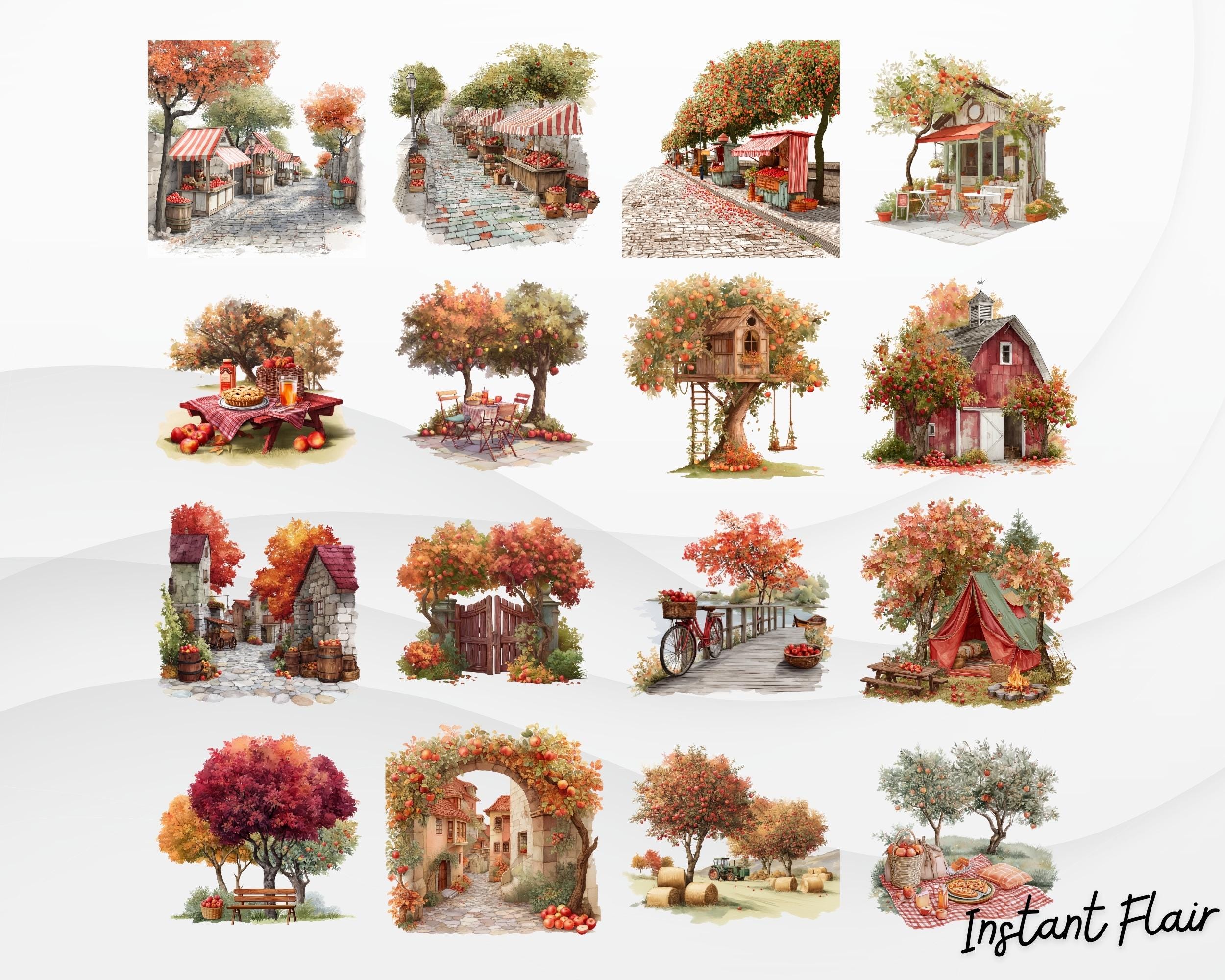 Apple Harvest Clipart – 65 Fall Apple Pngs for Crafts, Journals & Decor ...
