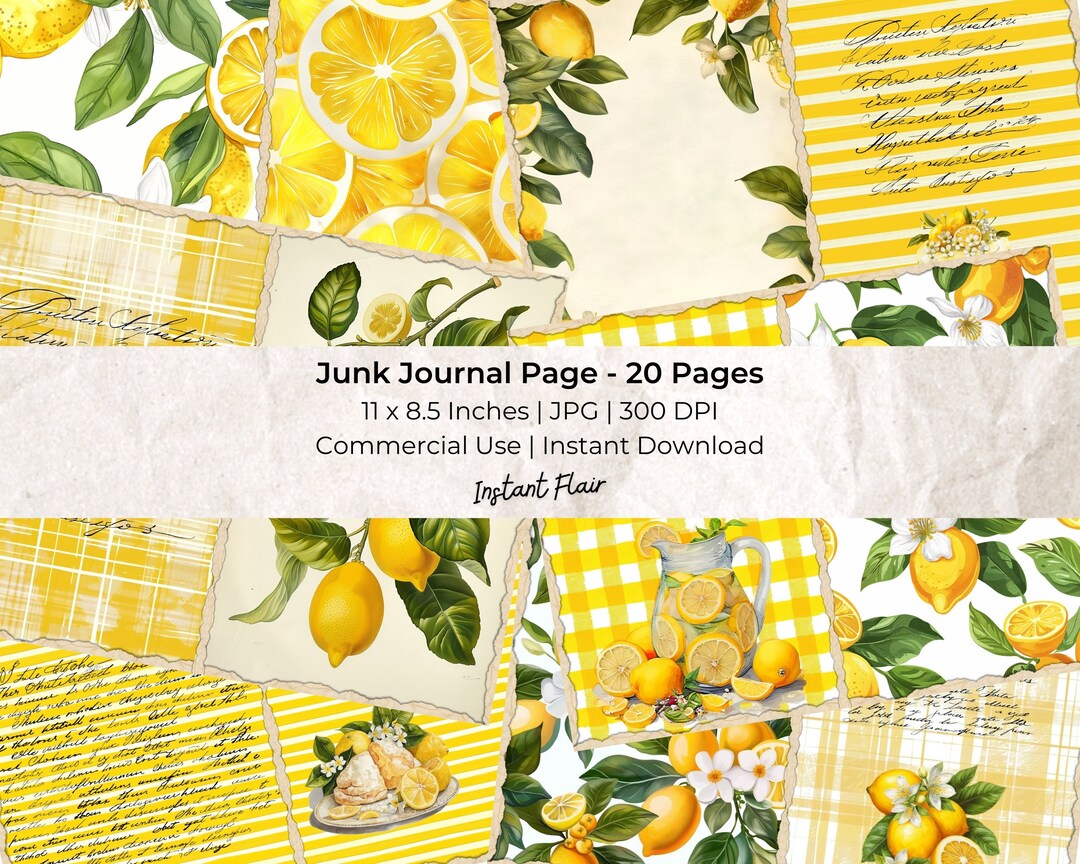 Lemon: Collage Sheet | Digital Scrapbook Paper Kit | Instant Digital ...