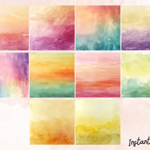 Watercolor Background Digital Paper: 20 Pages Collage Sheets and Junk ...