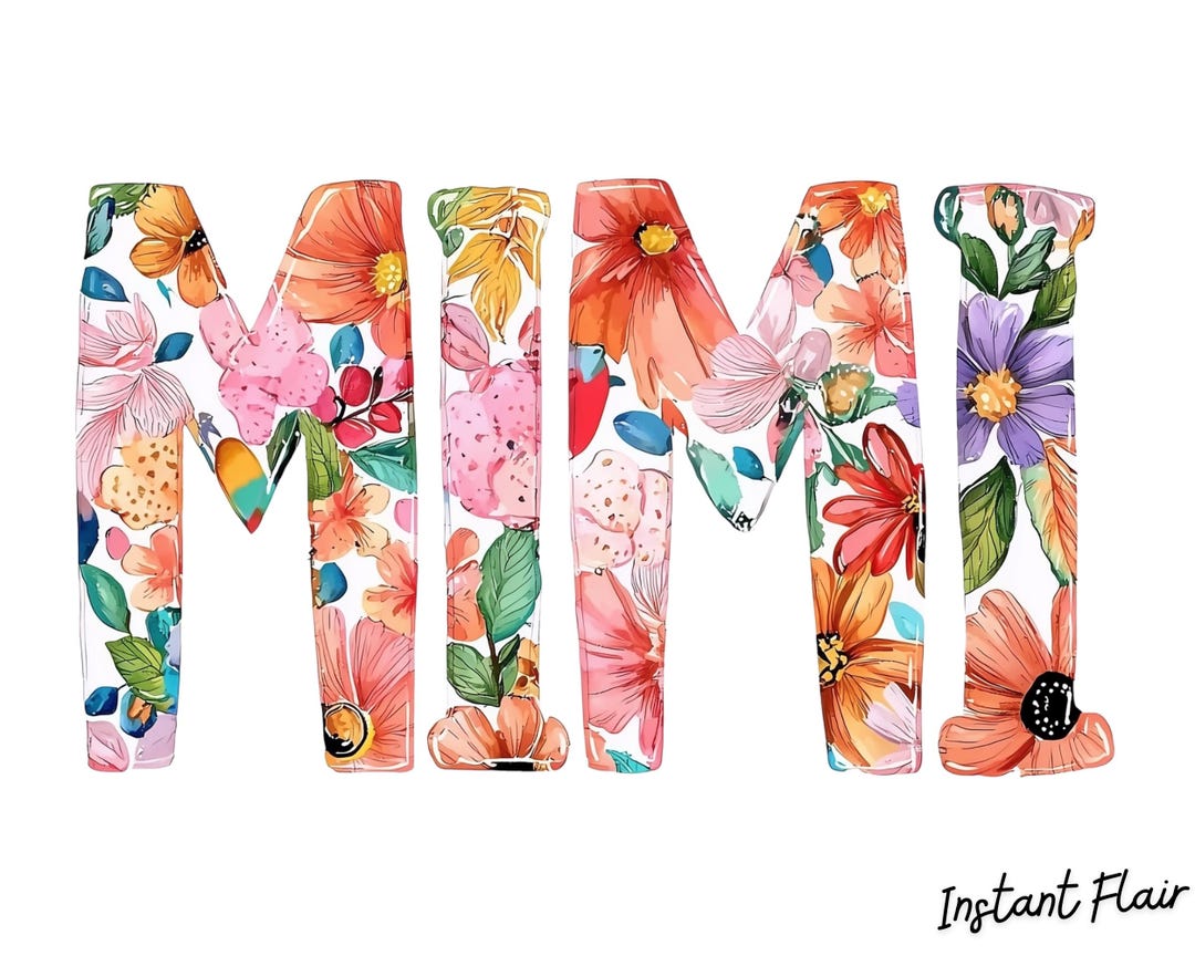 MIMI Floral Letters PNG – Grandmother Gift Graphic – Digital Download ...