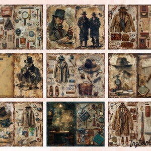 Detective: Collage Sheet | Digital Scrapbook Paper Kit| Instant Digital ...