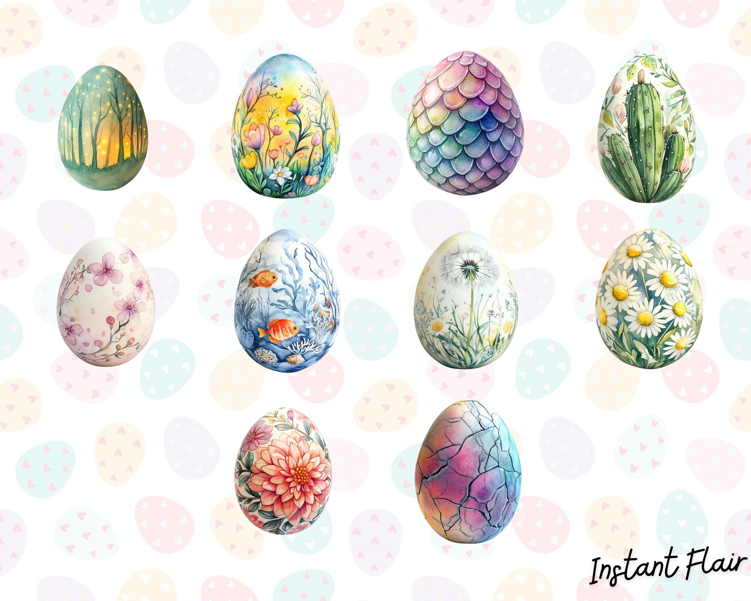 Easter Egg Clipart Bundle, Spring PNG Graphics (digital Download) - Etsy