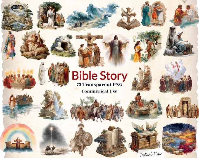 Bible Stories Clipart Bundle, Christianity Clipart, Biblical Characters ...