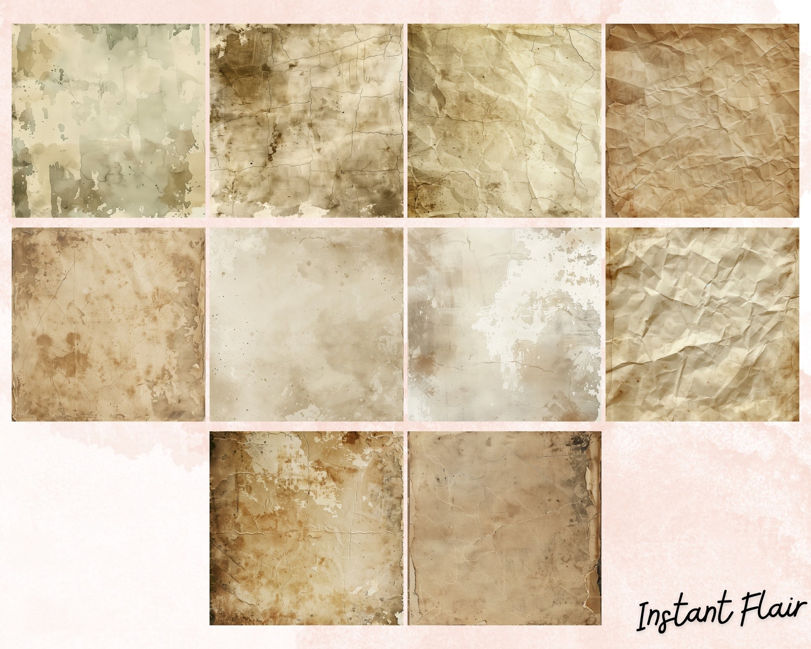 Neutral Grunge Paper Digital Paper: 20 Pages Collage Sheets and Junk ...