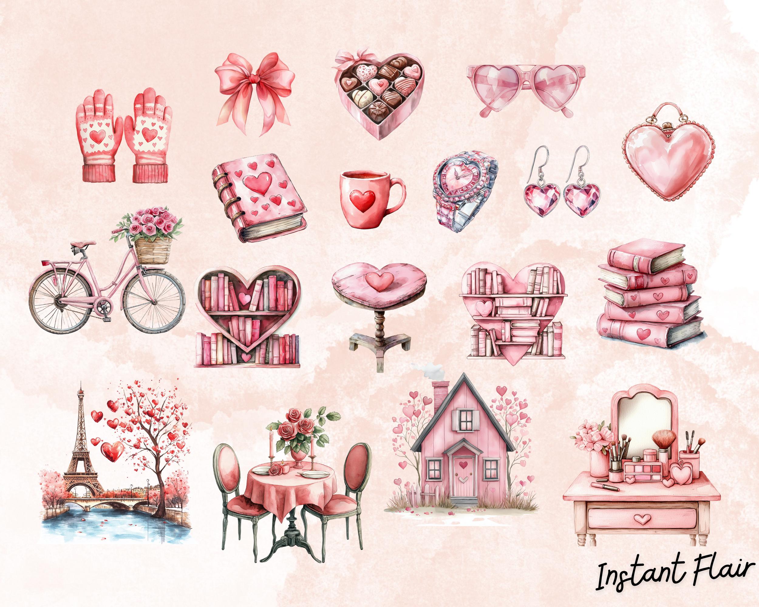 Valentine Clip Art Bundle, Transparent PNG Graphics, Decorative Images ...
