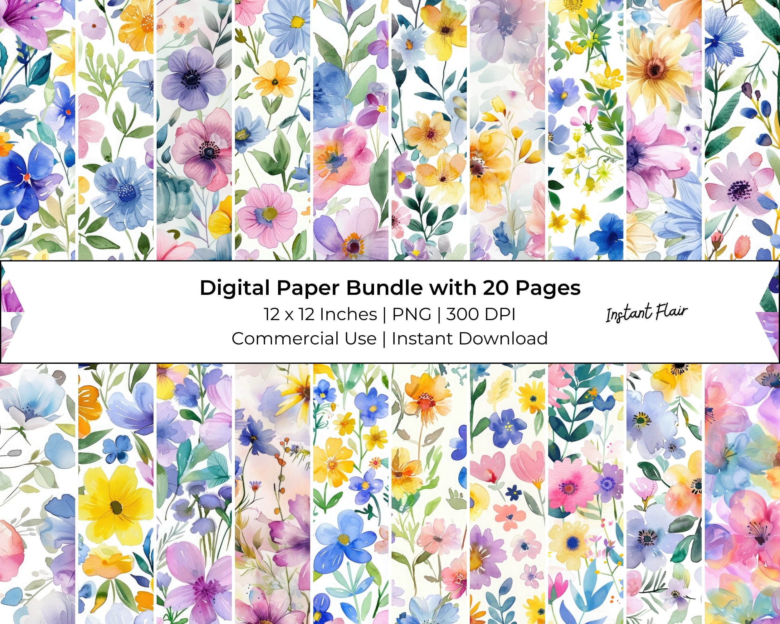 Floral Medley Digital Paper: 20 Pages Collage Sheets and Junk Journal ...