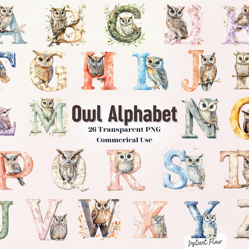 Letters Owl - Etsy