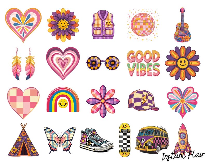 63 Boho Hippie Clipart – Transparent PNG – Commercial Use – Instant ...