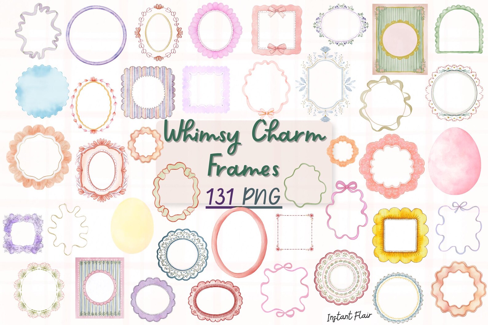 Whimsy Charm Frames Clipart Bundle, Pastel Decorative PNG Frames ...