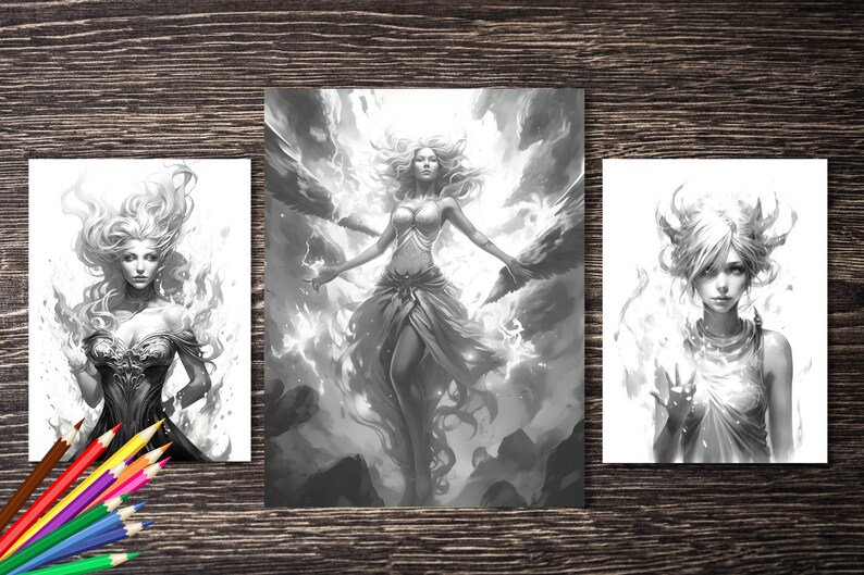 The Domain of Pyra Fae: Adult Coloring Book of Fire Fairies, Dragons ...