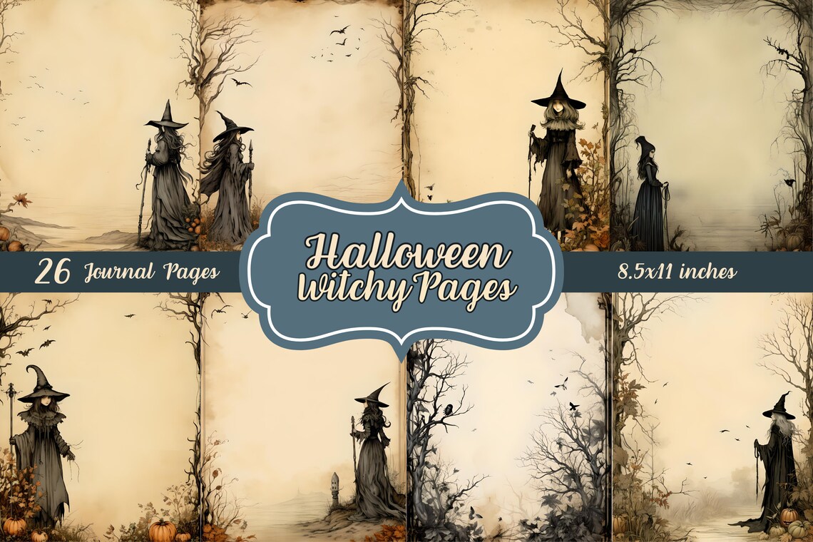 26 Witch Printable Stationery Writing Papers, Printable Letter, Note ...