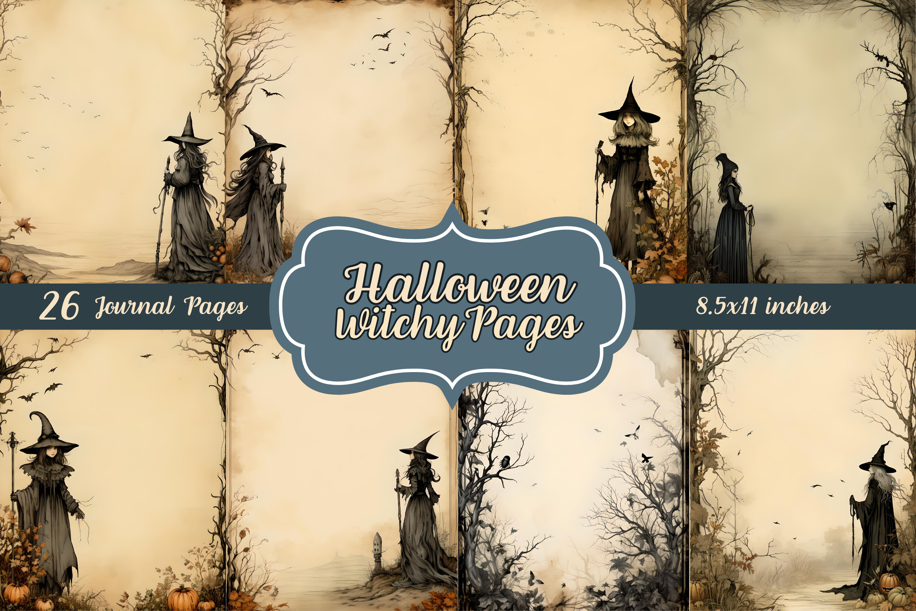 26 Witch Printable Stationery Writing Papers, Printable Letter, Note ...