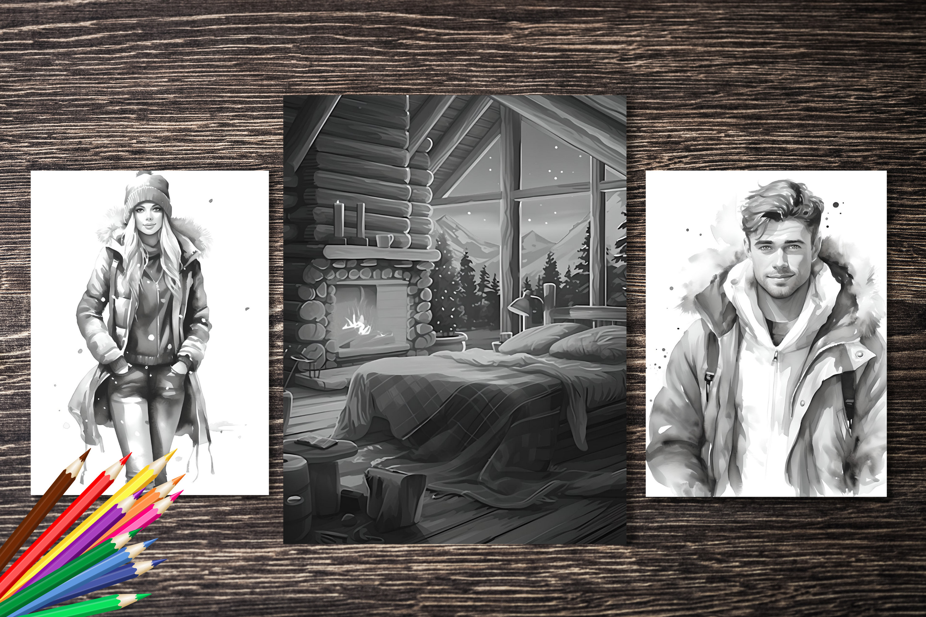 60 Cozy Winter Cottages Coloring Page, Adults Instant Download ...