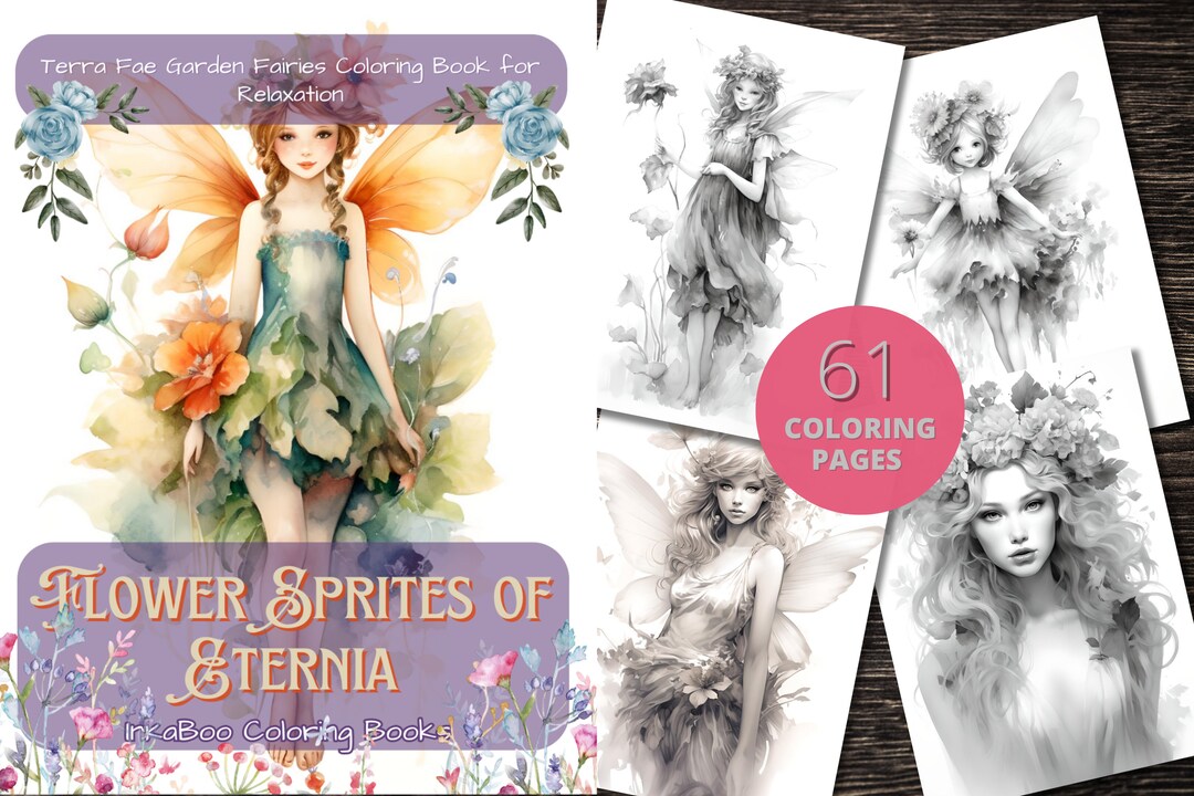 Flower Sprites: Terra Fae Garden Fairies Coloring Book for Relaxation ...