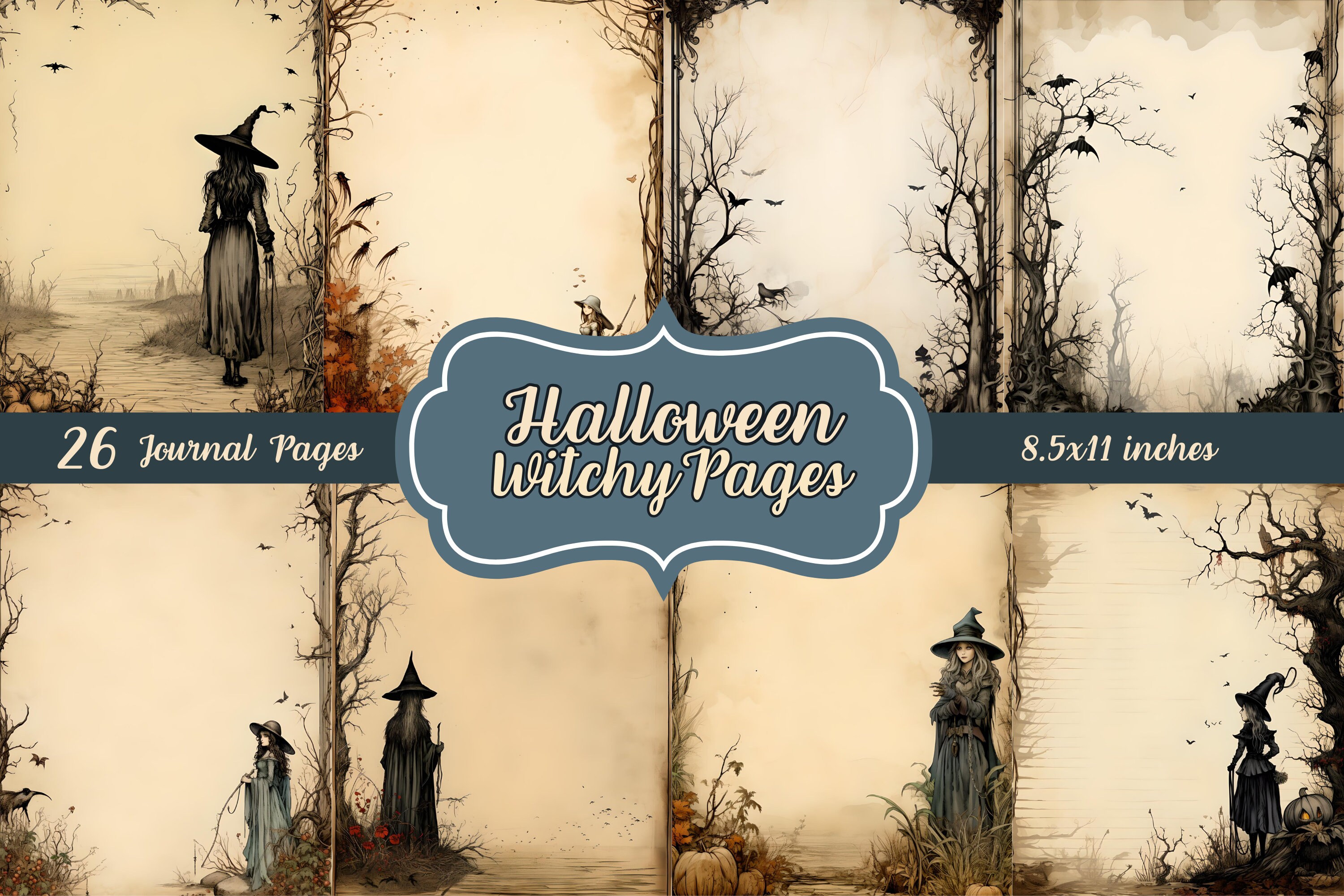 26 Witch Printable Stationery Writing Papers, Printable Letter, Note ...