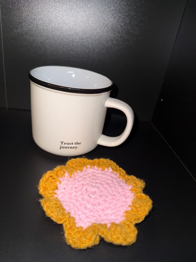 Handmade Crochet Flower Coaster - Set of Four - Floral Home Decor ...