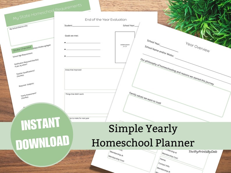 Simple Homeschool Planner Printable, Easy Yearly Homeschool Plan ...