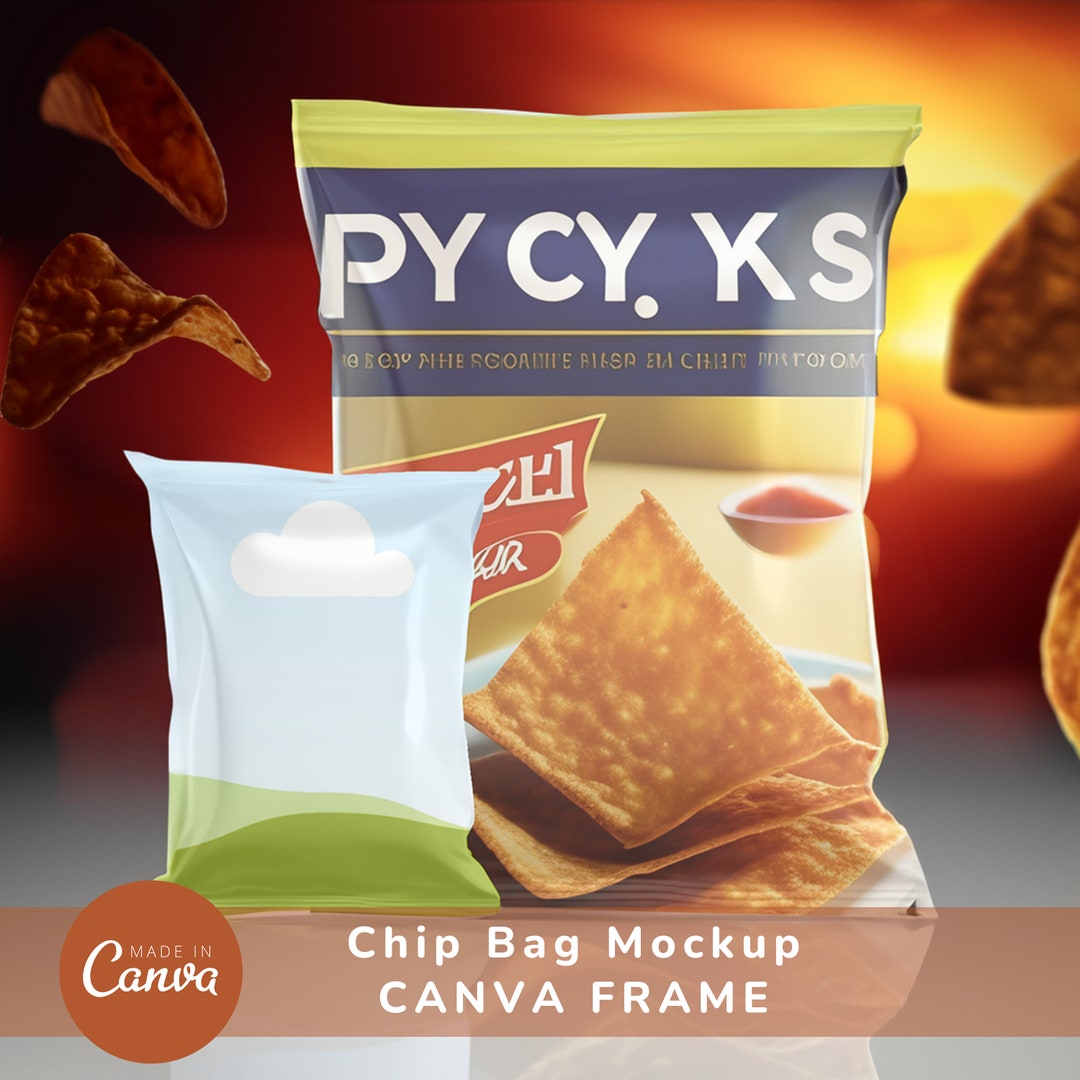 Chip Bag Smart Mock up Canva Drag and Drop Template Add - Etsy