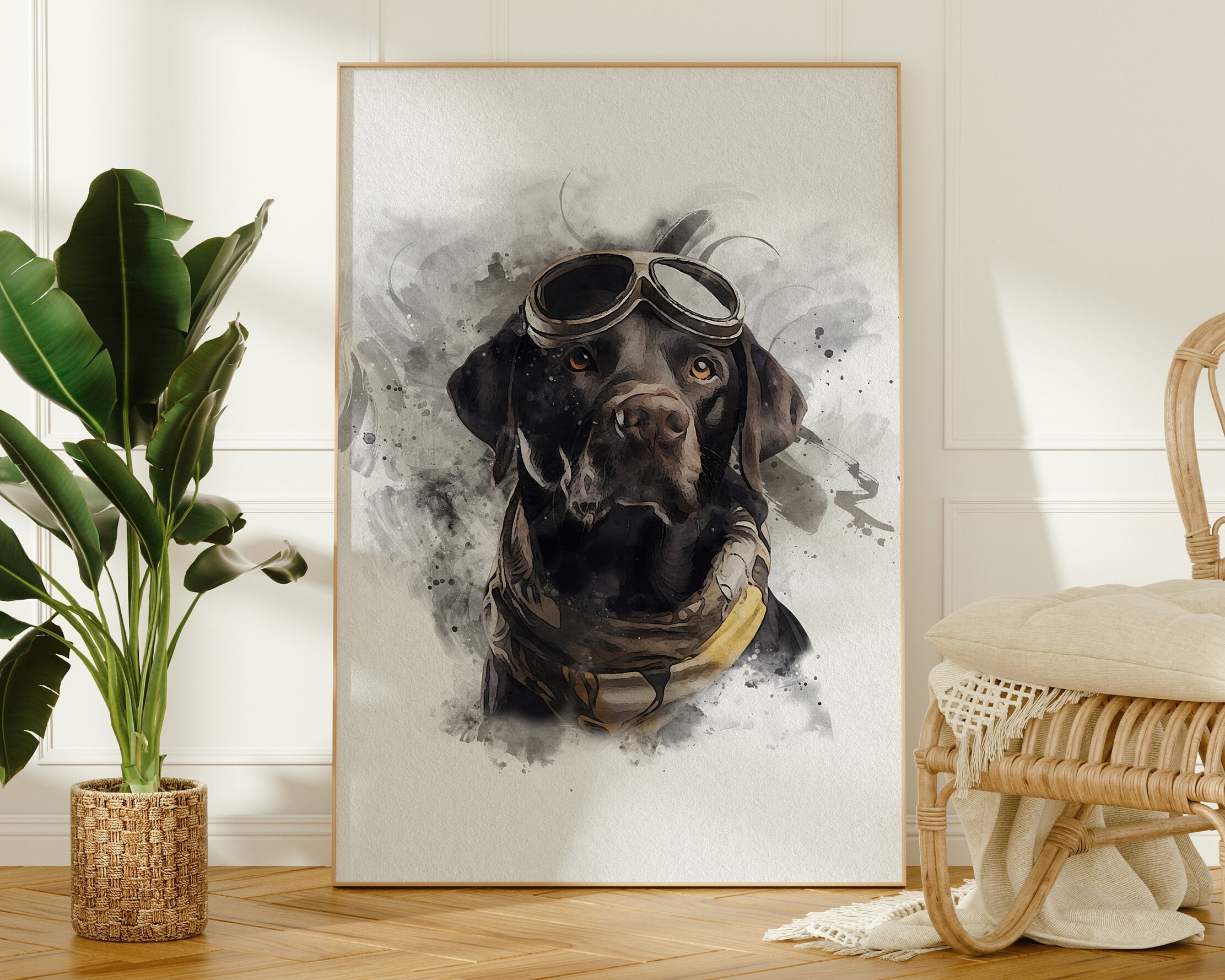 Custom Pet Portraits Using Photo, Watercolor Pet Style, Digital Dog ...