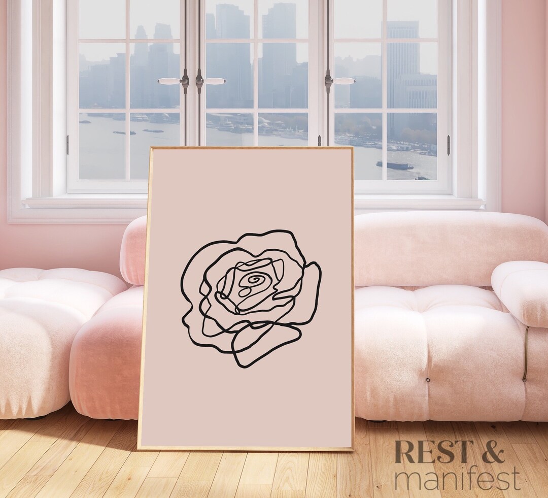 Girly Poster, Flower Wall Art, Minimalistic Printable Poster, Digital ...