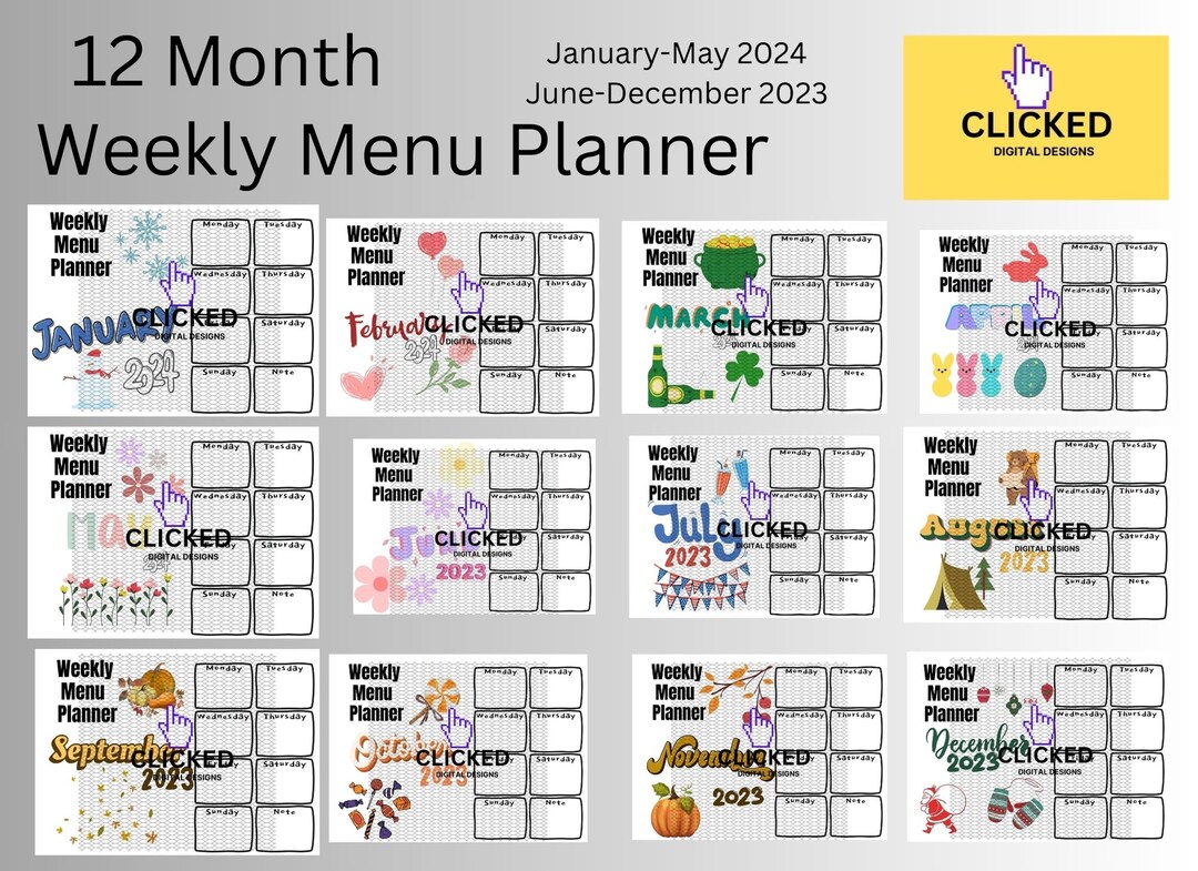 12 Month Menu Planning - Etsy