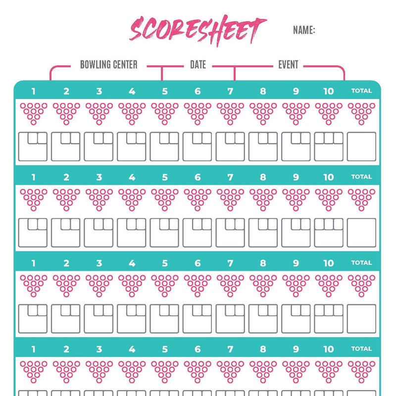 Bowling Score Sheet Template - Etsy
