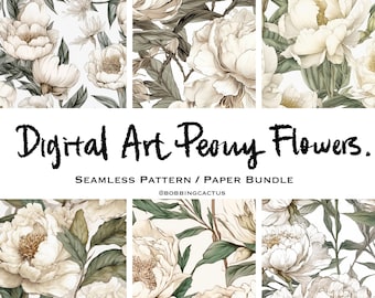BLUE Peony Floral Digital Paper, Vintage Powder Blue White Pastel ...