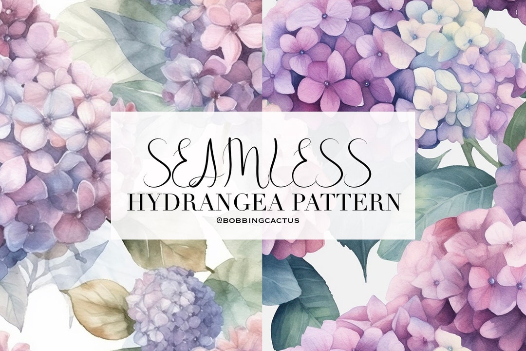 Seamless Hydrangea 4K Pattern | Watercolor Purple Lilac Hydrangea ...