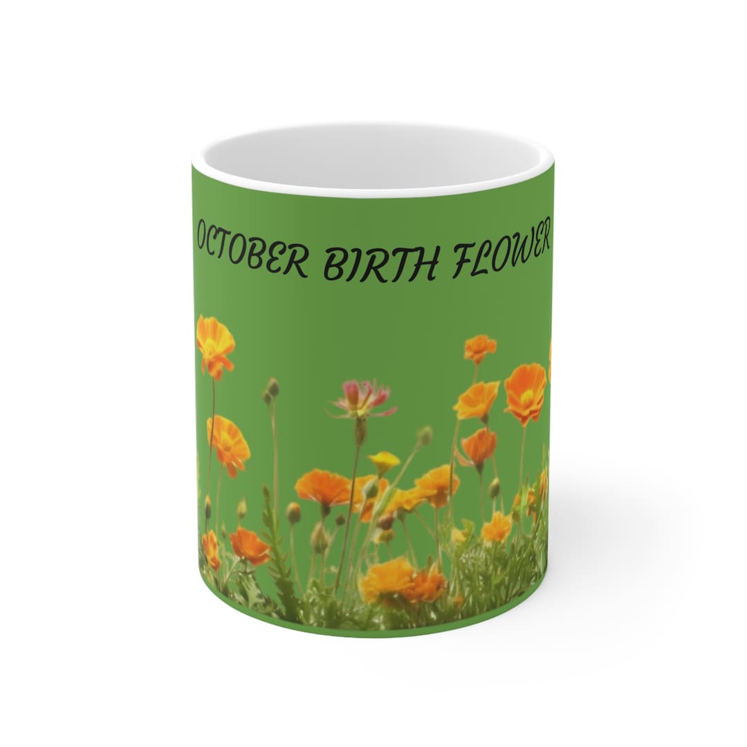 October Birth Flower Mug Design, Coffee Mug, Ceramic Mug 11oz, Gift for ...