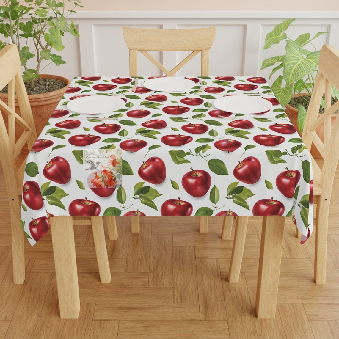 Apples Tablecloth Design, Dining Tablecloth, Dining Table Cover, Square ...