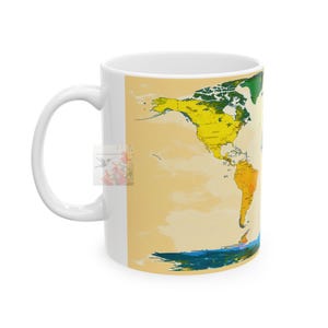Colorful World Map Ceramic Mug, 11oz - Travel Mug, Adventure Cup ...