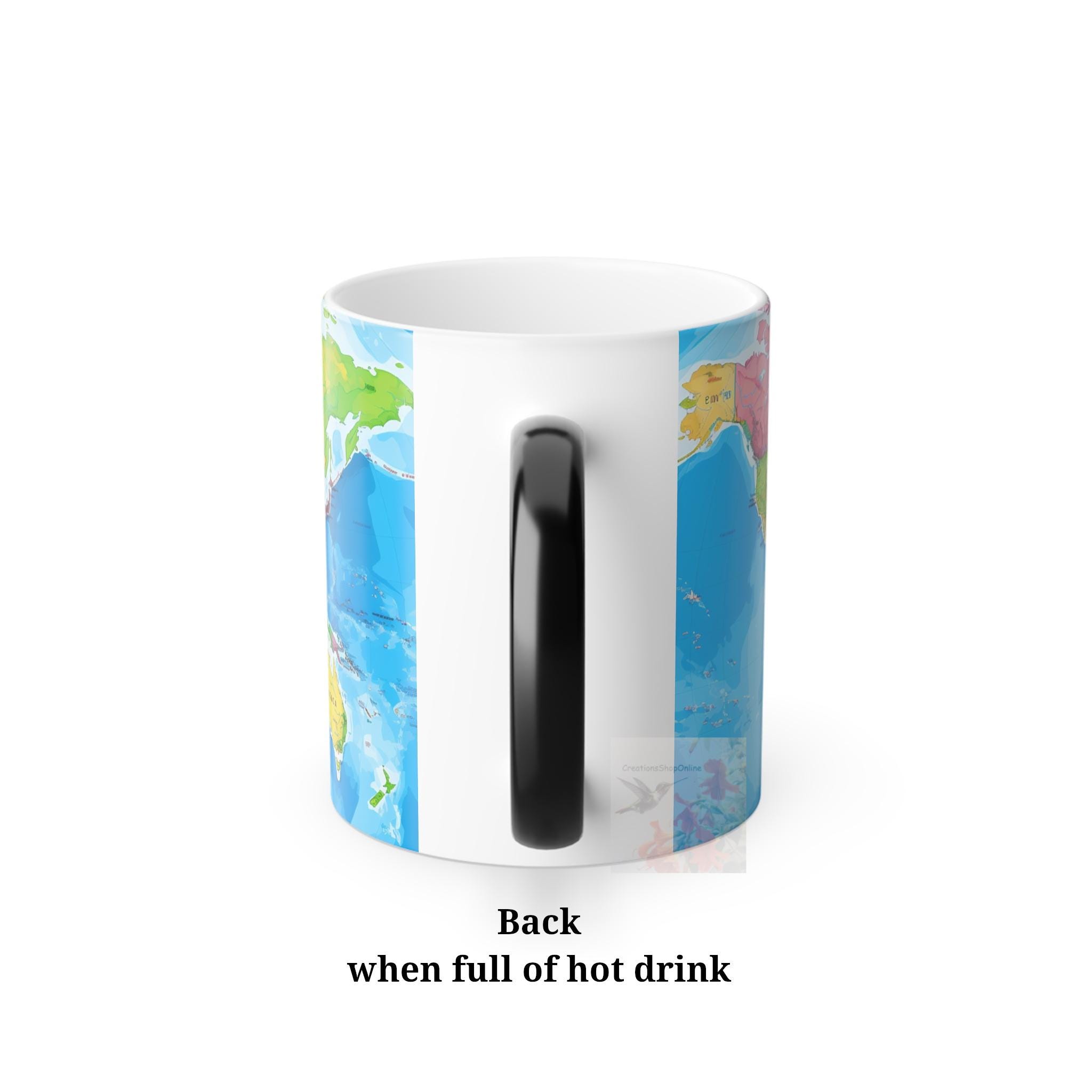 World Map Color Changing Mug Design. Coffee Mug, Ceramic Mug 11oz, Gift ...