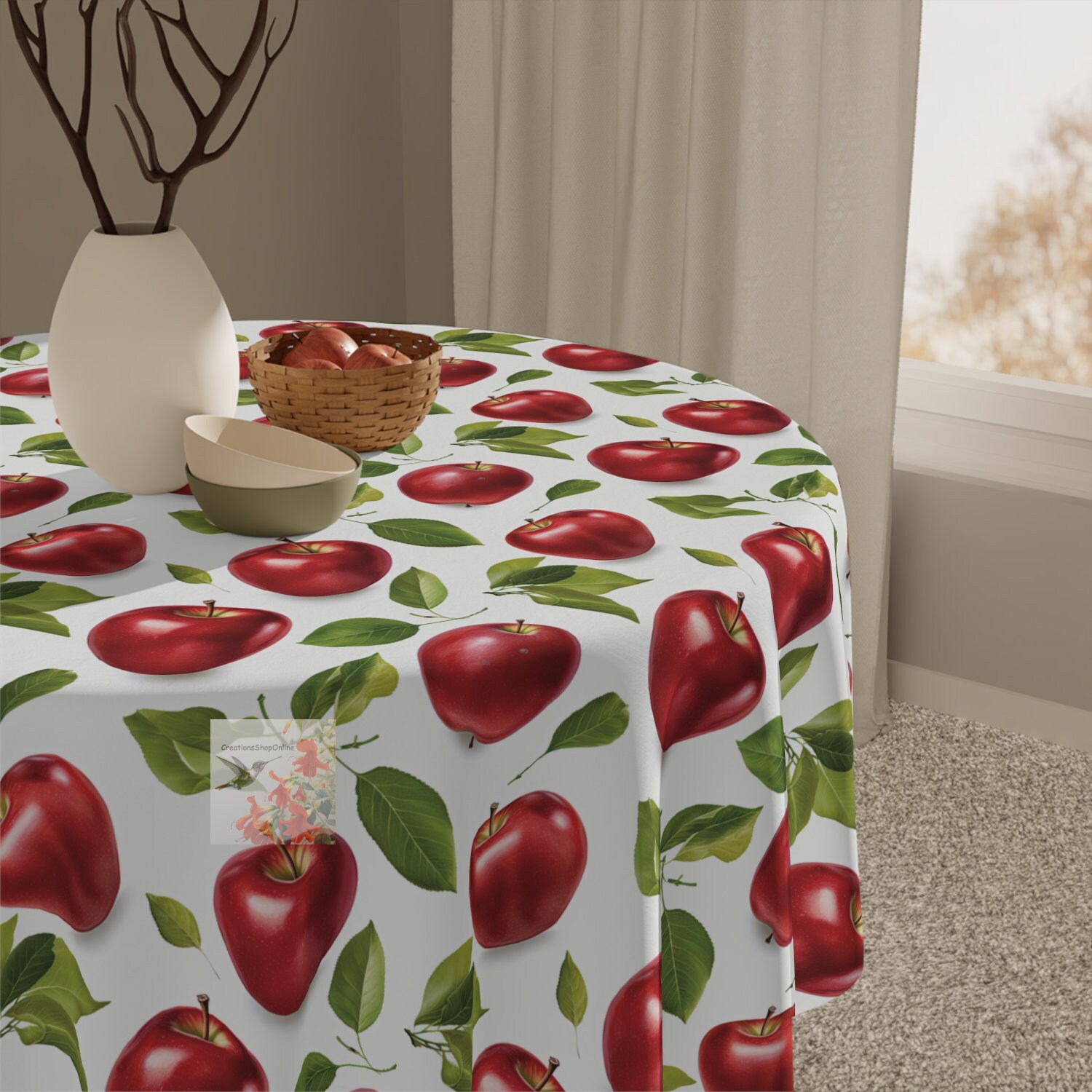 Apples Tablecloth Design, Dining Tablecloth, Dining Table Cover, Square ...