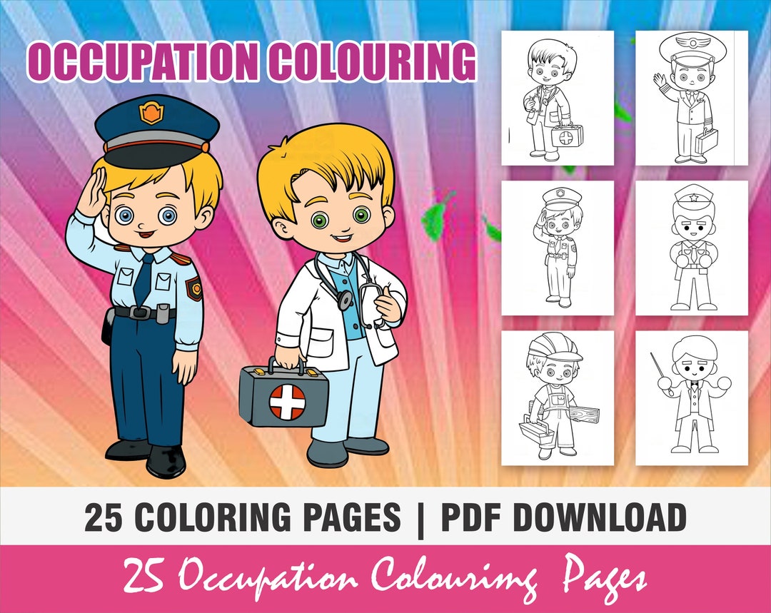 Kids Occupation Coloring Book Community Helpers Jobs - Etsy